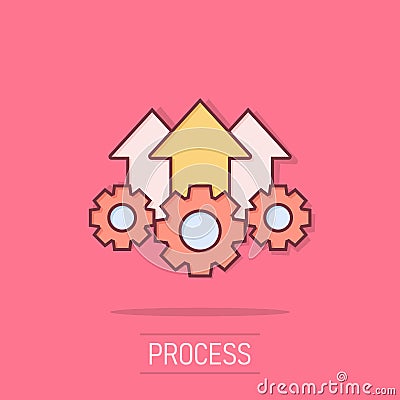 Operation Project Icon In Comic Style. Gear Process Vector Cartoon ...