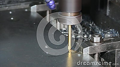 The Operation of Reamer Process on CNC Milling Machine. Stock Video ...