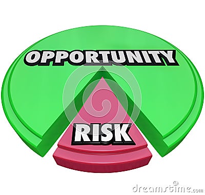 Opportunity Vs Risk Pie Chart Managing Danger Stock Photos - Image ...