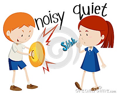Opposite Adjectives Noisy And Quiet Stock Vector - Image: 61399856