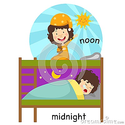 Opposite Noon And Midnight Vector Illustration | CartoonDealer.com ...
