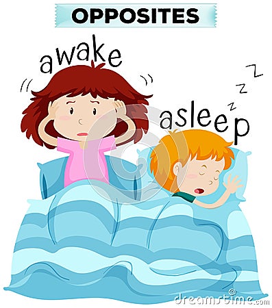 Opposite Words For Awake And Asleep Stock Illustration - Image: 84640745