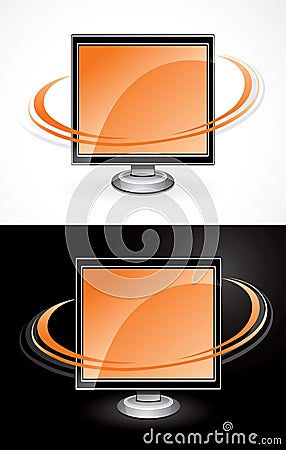 Orange Computer Monitors Royalty Free Stock Image - Image: 13409616