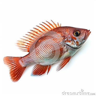 Carnivalcore Red Fish On White Background - Photorealistic 8k Art Stock ...