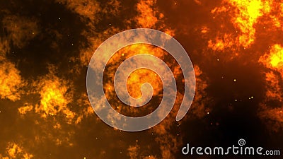 Orange Glow Particles Floating on Fire Flow Background. Seamless Loop ...