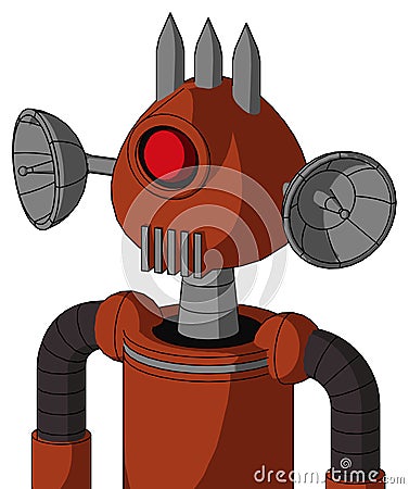 Orange Robot With Rounded Head And Vent Mouth And Cyclops Eye And Three ...
