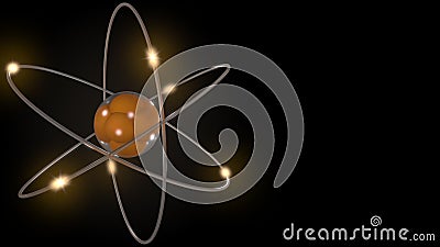 Orange Stylized Atom And Electron Orbits. Scientific Backdrop With Free ...