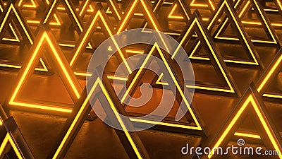 Orange Triangular Abstract Background. Neon Lights Background. Pattern ...