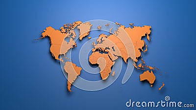 Orange World Map On Blue Background Stock Photography | CartoonDealer ...