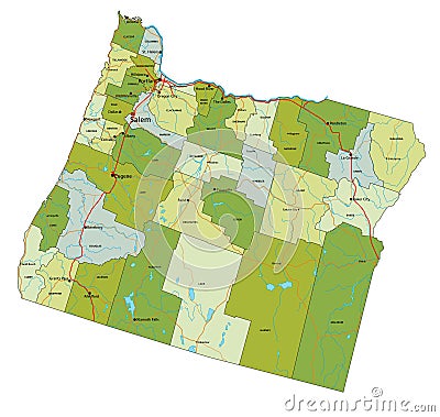 Detailed Editable Political Map With Separated Layers. Oregon. Vector ...