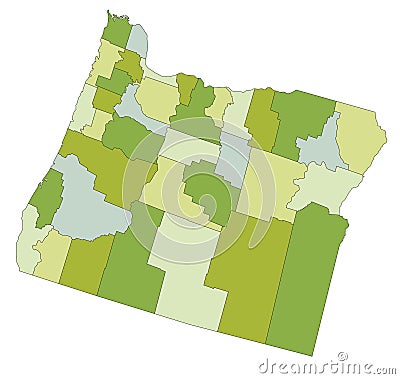 Detailed Editable Political Map With Separated Layers. Oregon. Cartoon ...
