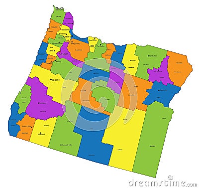 Colorful Oregon Political Map With Clearly Labeled, Separated Layers ...