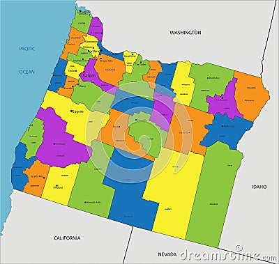 Colorful Oregon Political Map With Clearly Labeled, Separated Layers ...
