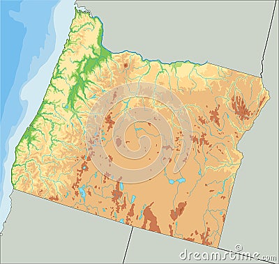 Detailed Oregon Physical Map. Cartoon Vector | CartoonDealer.com #278046159