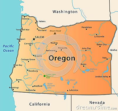 Oregon-Karte Stockbilder - Bild: 9637014