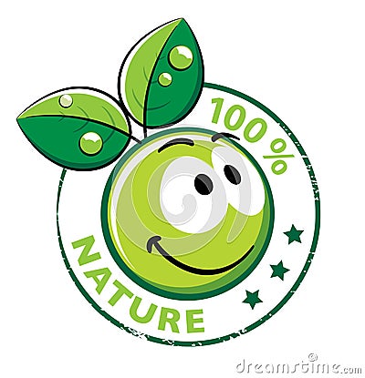 Organic Smiley With Green Leaves Vector Illustration | CartoonDealer ...