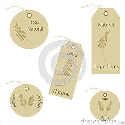 Organic Wheat Natural Labels / Tags Stock Image - Image: 15093991