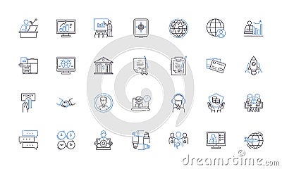 Organization Headquarters Line Icons Collection. Corporate, Location ...