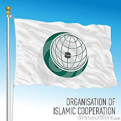 Organization Of The Islamic Cooperation Waving Flag, OIC, Cartoon ...