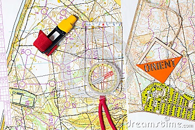 Orienteering Symbol Map Compass Chip And Prism Stock Photography ...