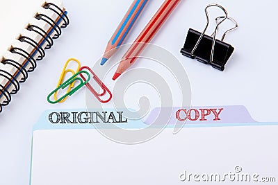 Original And Copy. Folder Register On A White Office Table Royalty-Free ...