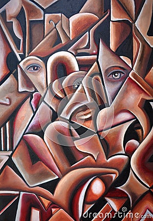 Original Cubism Artwork Hidden Faces Royalty Free Stock Photo - Image ...