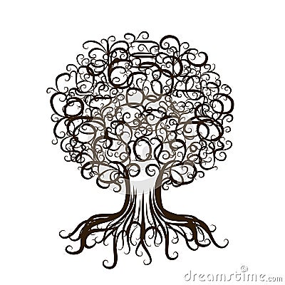 Ornamental Tree With Roots For Your Design Stock Photo - Image: 30353530