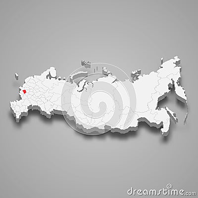 Oryol Region Location Within Russia 3d Map Stock Photography ...