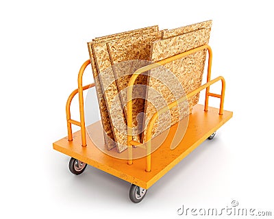 OSB Plates On An Orange Trolley For Long Loads, Royalty-Free Cartoon ...