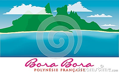 Otemanu Mountain Of Bora Bora, French Polynesia Cartoon Vector ...