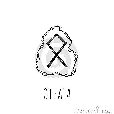 Othala Rune Written On A Stone. Vector Illustration. Isolated On White ...