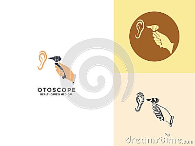 Otoscope Set Vector Logo Icon Concept. Otoscope Flat Vector Symbol ...