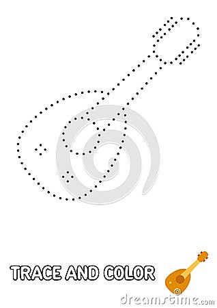 Oud Tracing And Coloring Worksheet For Kids Vector Illustration ...