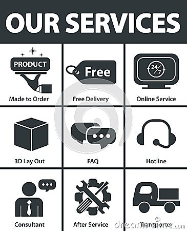 Our Services Symbol Icon Set Stock Vector - Image: 75231208