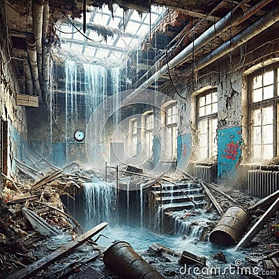 Outdated Infrastructure A School With Crumbling Walls And Leakin Stock ...