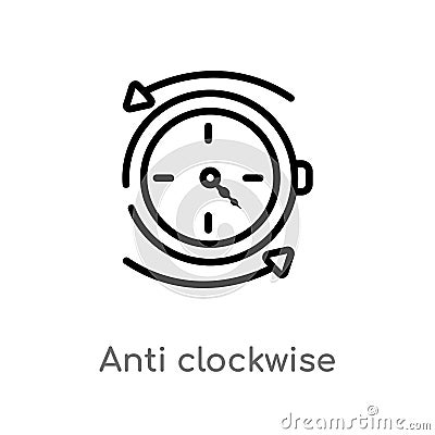 Outline Anti Clockwise Vector Icon. Isolated Black Simple Line Element ...