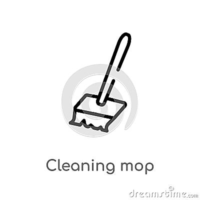 Outline Cleaning Mop Vector Icon. Isolated Black Simple Line Element ...