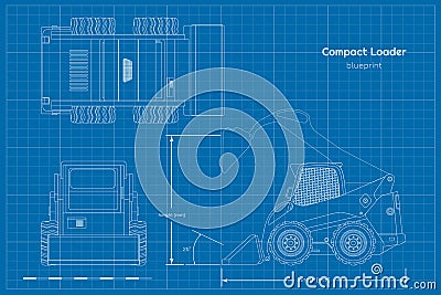 Outline Compact Loader. Contour Side, Front Amd Top View. Drawing Of ...