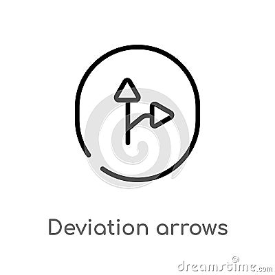 Outline Deviation Arrows Vector Icon. Isolated Black Simple Line ...