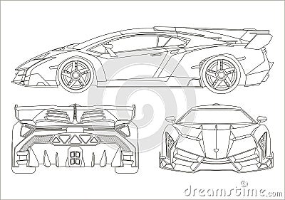 Outline Drawing Of A Super Car Cartoon Vector | CartoonDealer.com ...