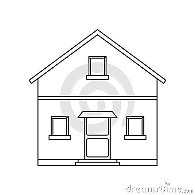 Outline Front View House Home Stock Vector - Image: 82349644
