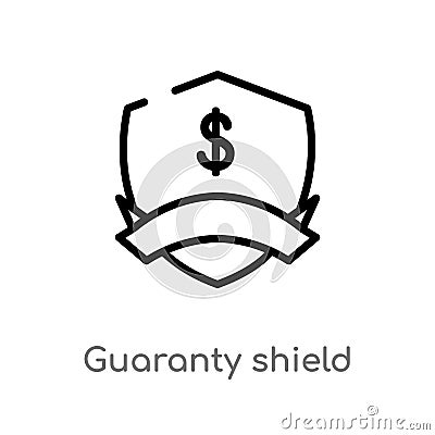 Outline Guaranty Shield Vector Icon. Isolated Black Simple Line Element ...