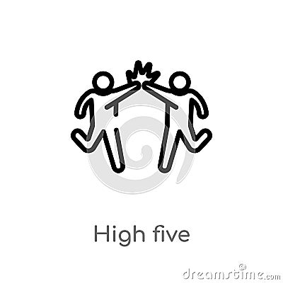 Outline High Five Vector Icon. Isolated Black Simple Line Element ...