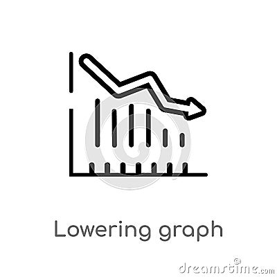 Outline Lowering Graph Vector Icon. Isolated Black Simple Line Element ...