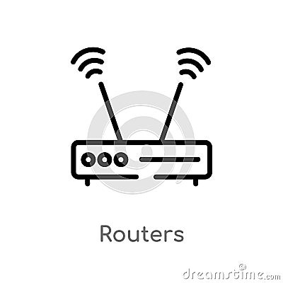 Outline Routers Vector Icon. Isolated Black Simple Line Element ...