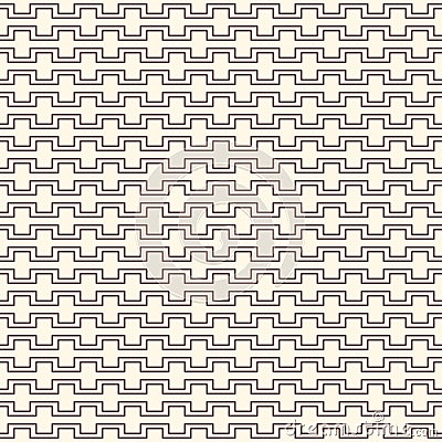 Outline Seamless Pattern With Battlement Curved Lines On White ...