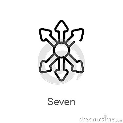 Outline Seven Vector Icon. Isolated Black Simple Line Element ...