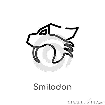 Outline Smilodon Vector Icon. Isolated Black Simple Line Element ...