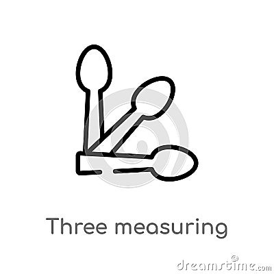Outline Three Measuring Spoons Vector Icon. Isolated Black Simple Line Element Illustration From ...