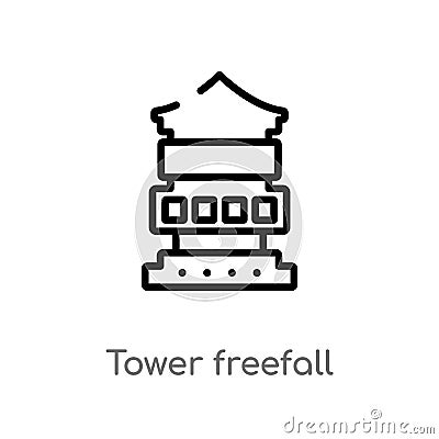 Outline Tower Freefall Vector Icon. Isolated Black Simple Line Element ...